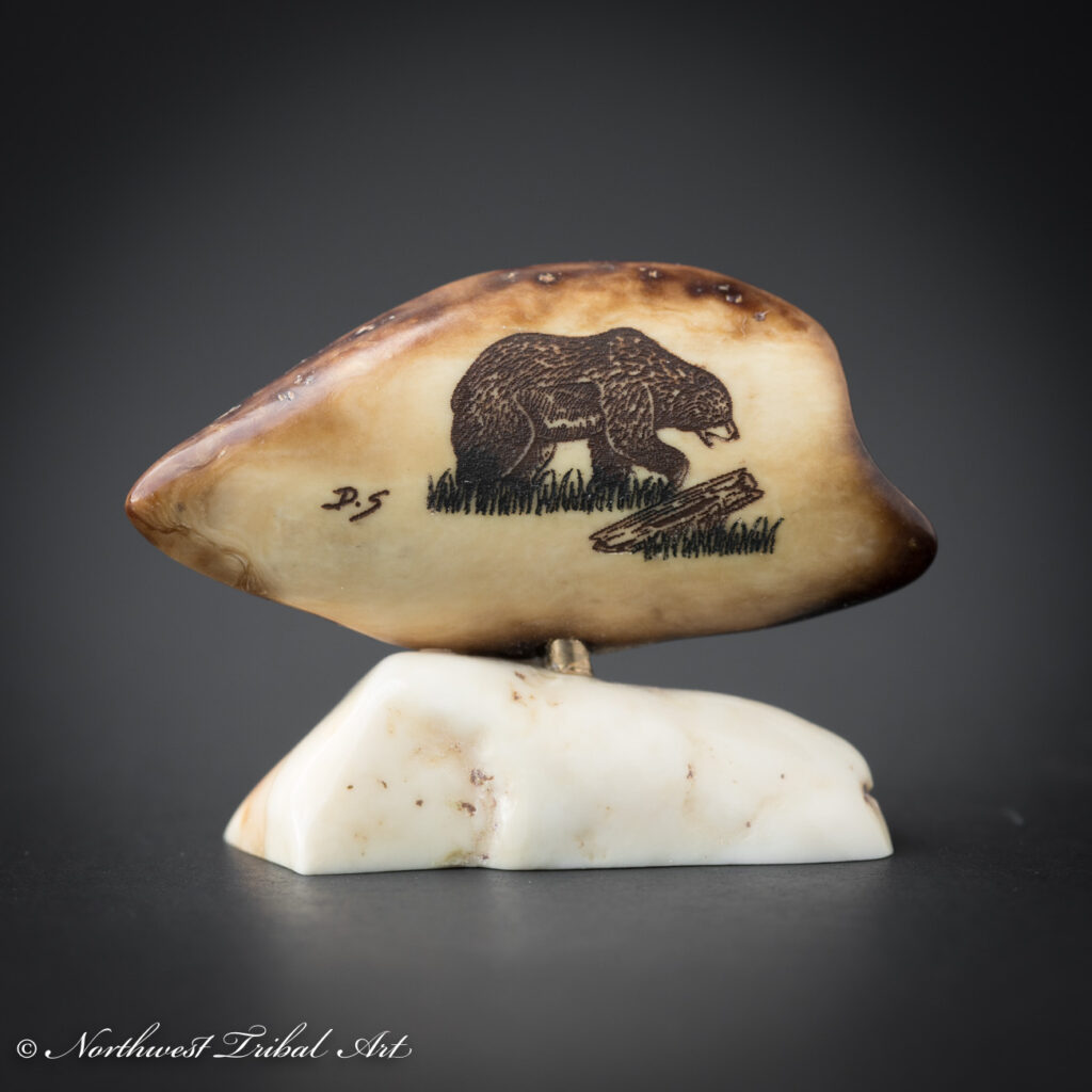 Walking Bear On Walrus Tooth by Dennis Sim