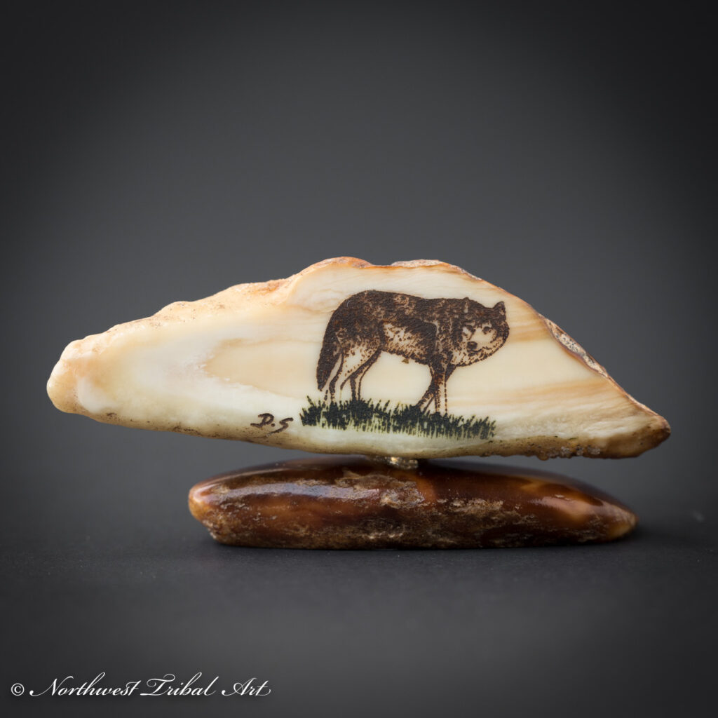 Wolf On Walrus Tooth by Dennis Sim - Northwest American Native Arts ...